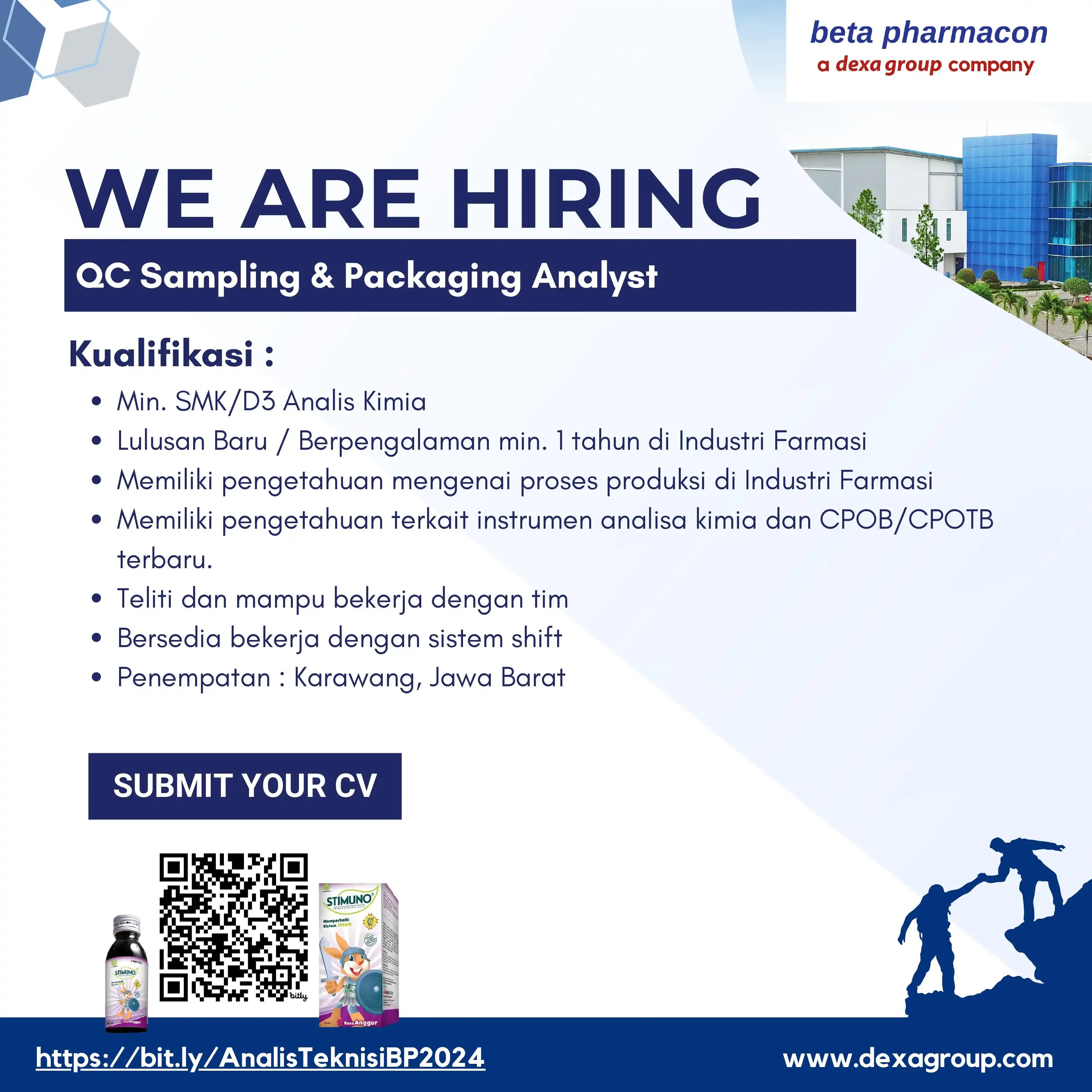 Lowongan Kerja PT Beta Pharmacon (Dexa Group) Karawang