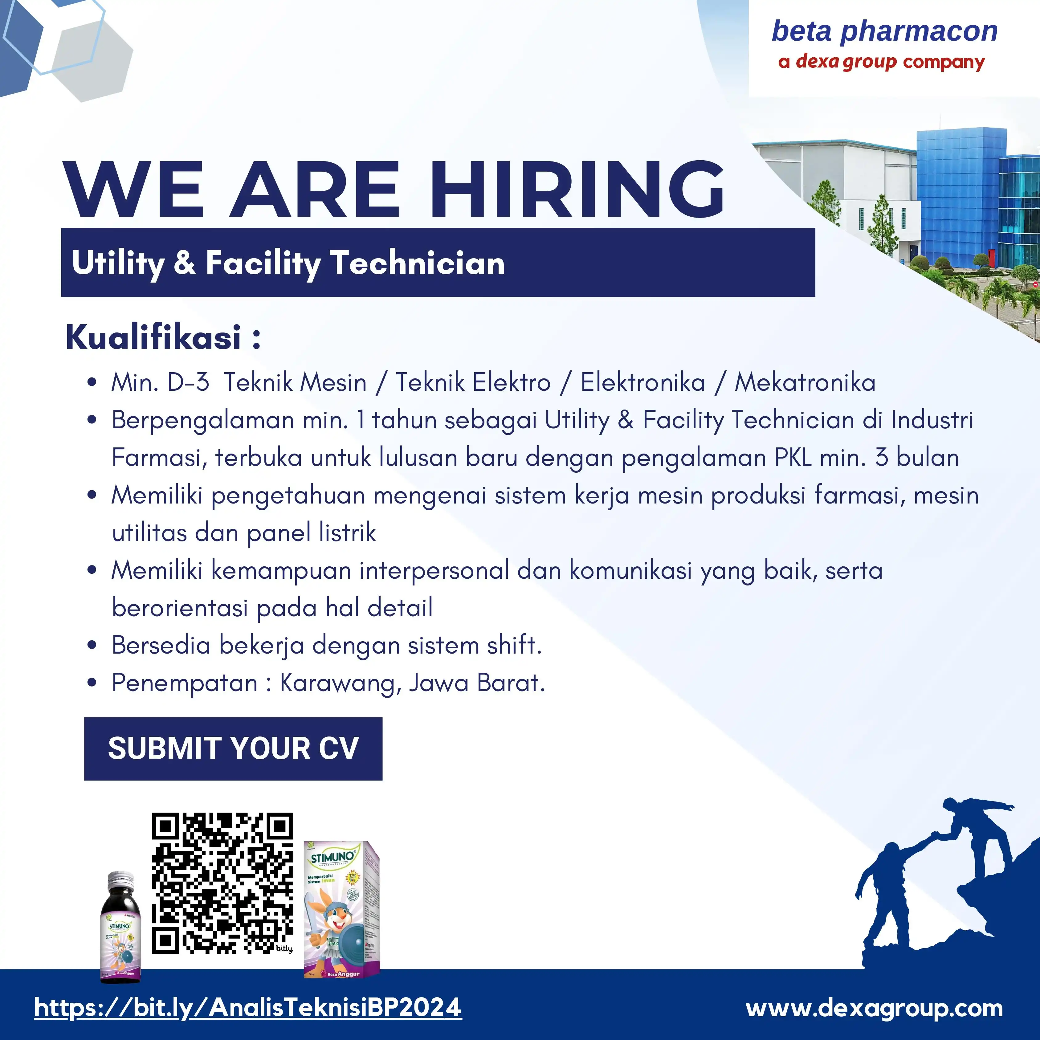 Lowongan Kerja PT Beta Pharmacon (Dexa Group) Karawang