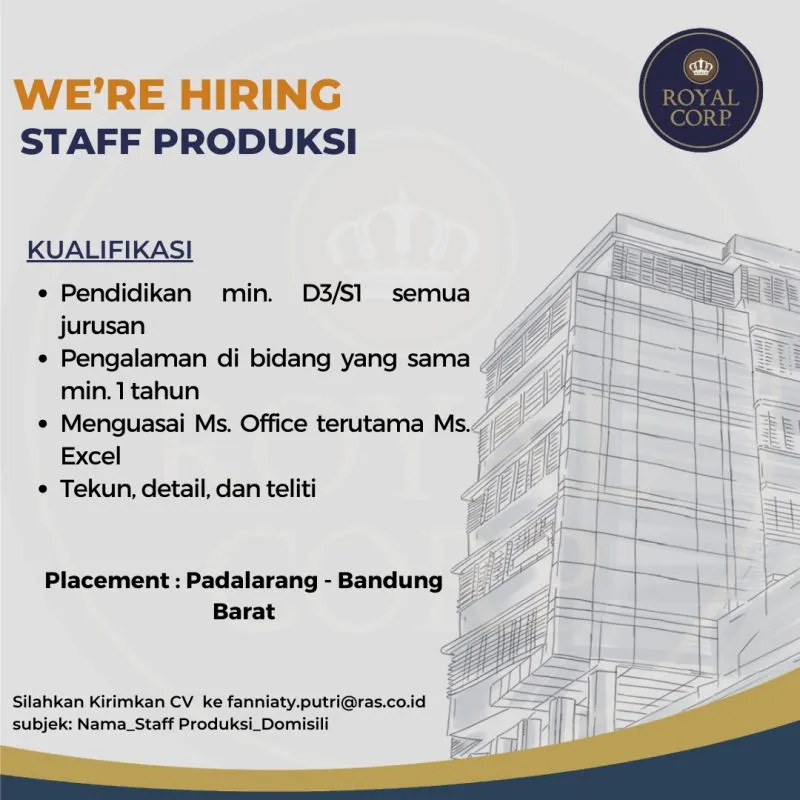 Lowongan Kerja PT Royal Abadi Sejahtera Bandung