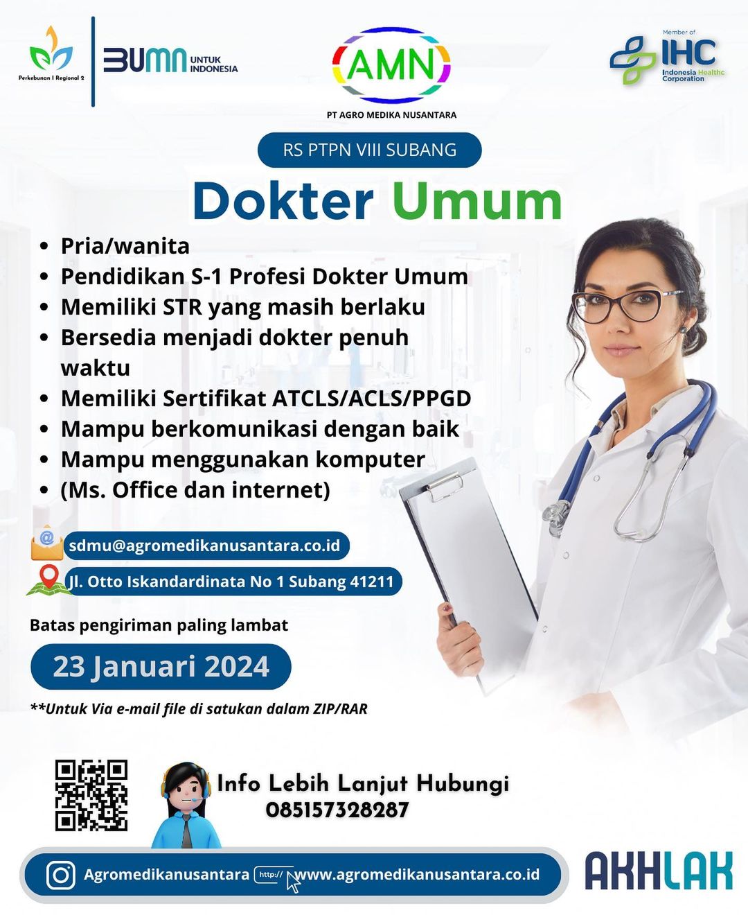 Lowongan Kerja RS PTPN VIII Subang (PT. Agro Medika Nusantara)